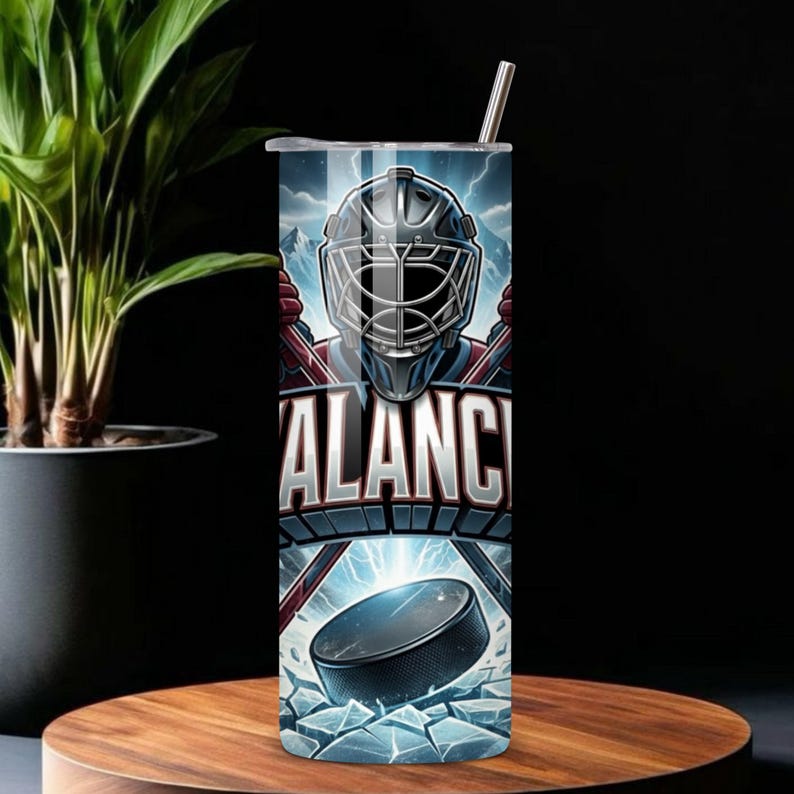 Avalanche Hockey 20oz Skinny Tumbler Wrap, Seamless Sports Wrap Design ...