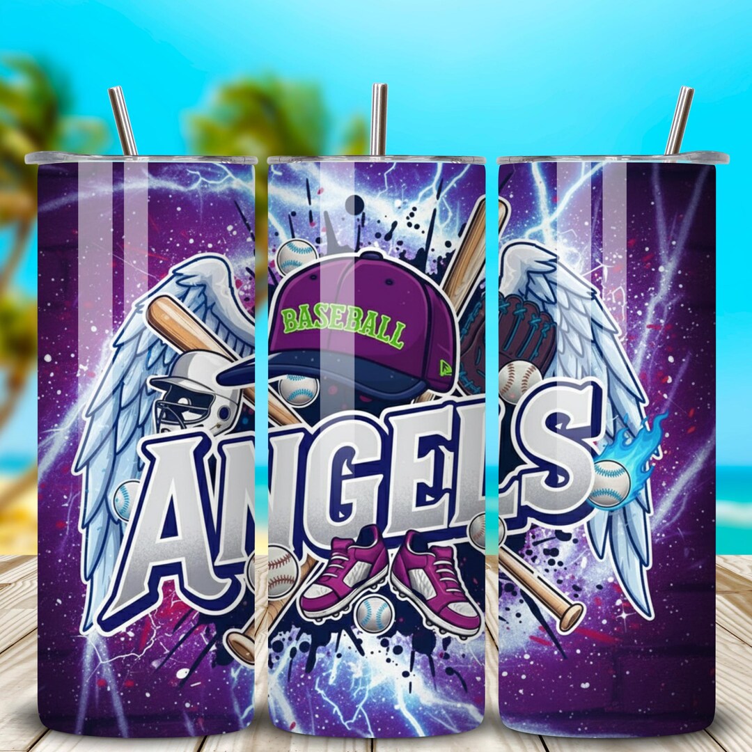 Angels Baseball 20oz Skinny Tumbler Wrap PNG, Sport Style Sublimation ...