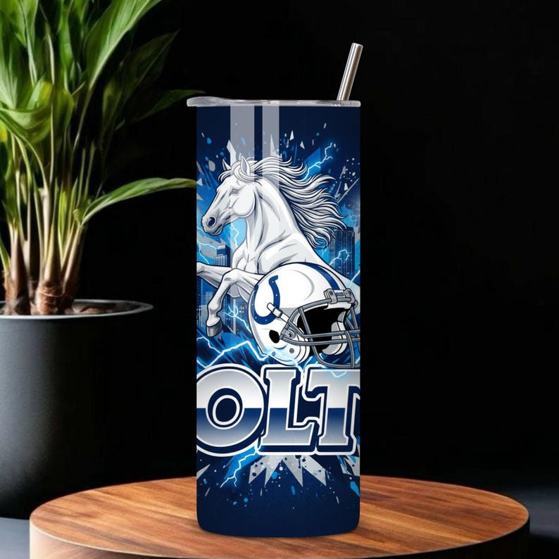 Colts Football 20oz Skinny Tumbler Wrap PNG Sport Team Sublimation ...