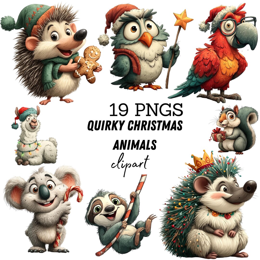 19 Pngs Quirky Christmas Animals Clipart - Festive & Fun Holiday ...
