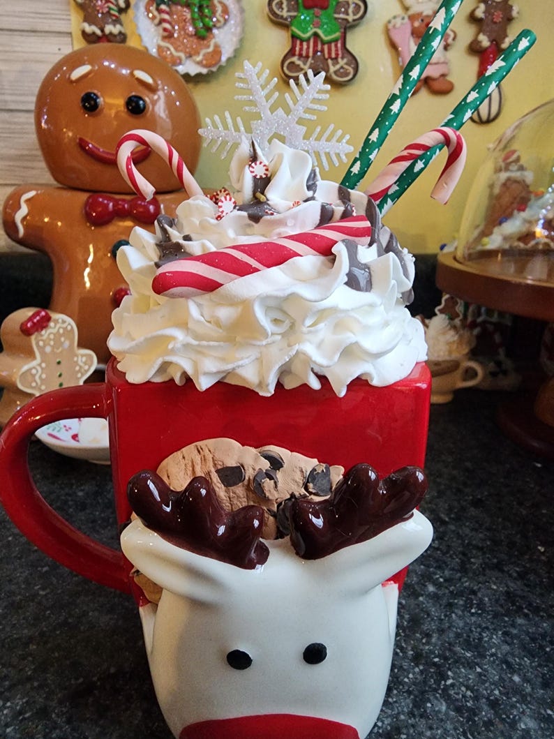 Reindeer Faux Hot Chocolate With Cookie - Etsy UK
