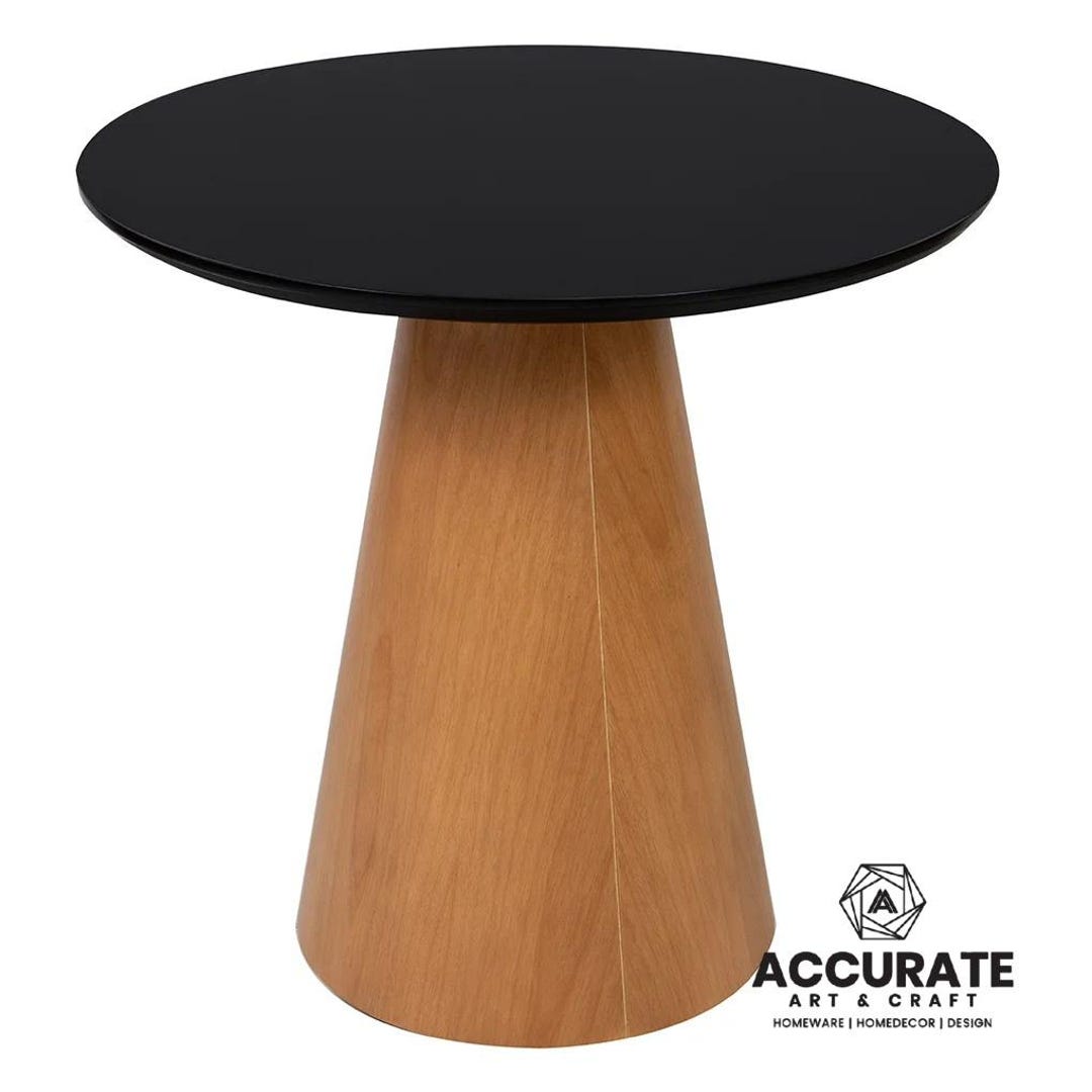 Modern Cone Pedestal Round Dining Table, Scandinavian Two-tone Black ...