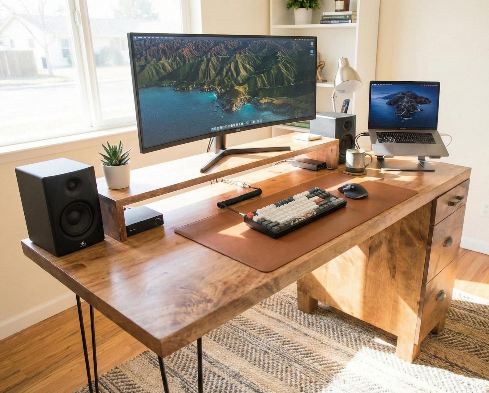 Wooden Computer Desk Plan, DIY Writing Desk With Storage, Solid Wood ...