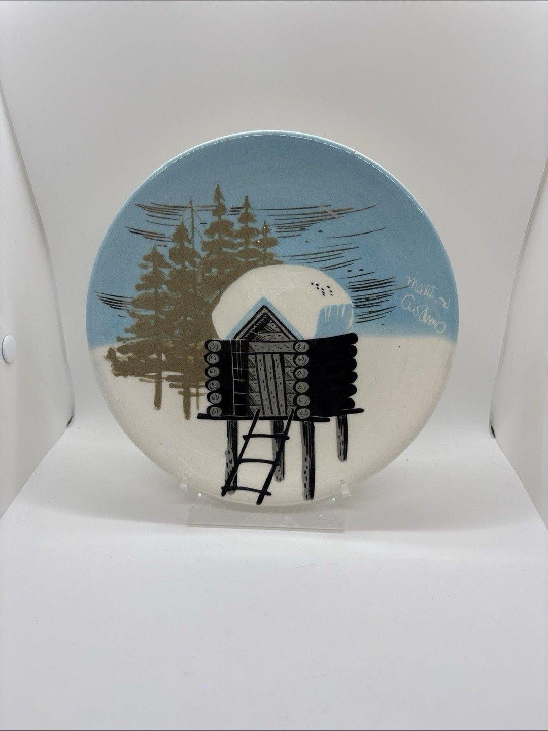 Vintage Matthew Adams Pottery Alaska Series Cabin Pines Plate 7 1/2 ...