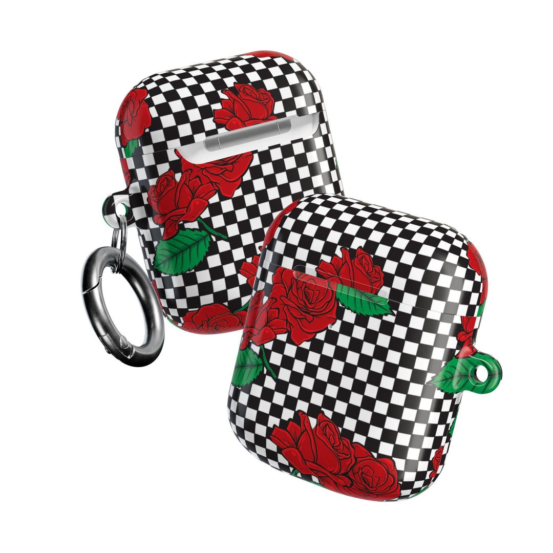 Red Roses Checkerboard AirPod Case | Floral Vintage Pattern - Etsy