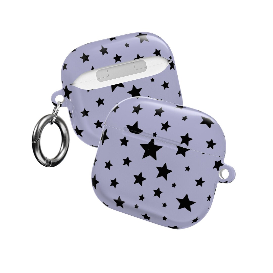 Black Star Pattern AirPod Case | Lavender Background, Cute Stars - Etsy