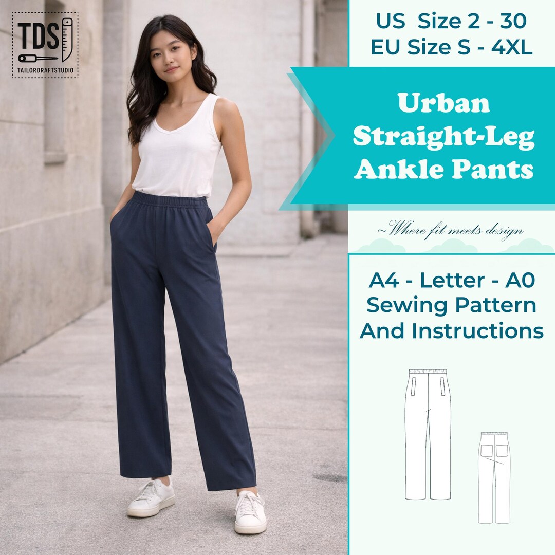 Urban Straight-leg Ankle Pants Sewing Pattern - Etsy