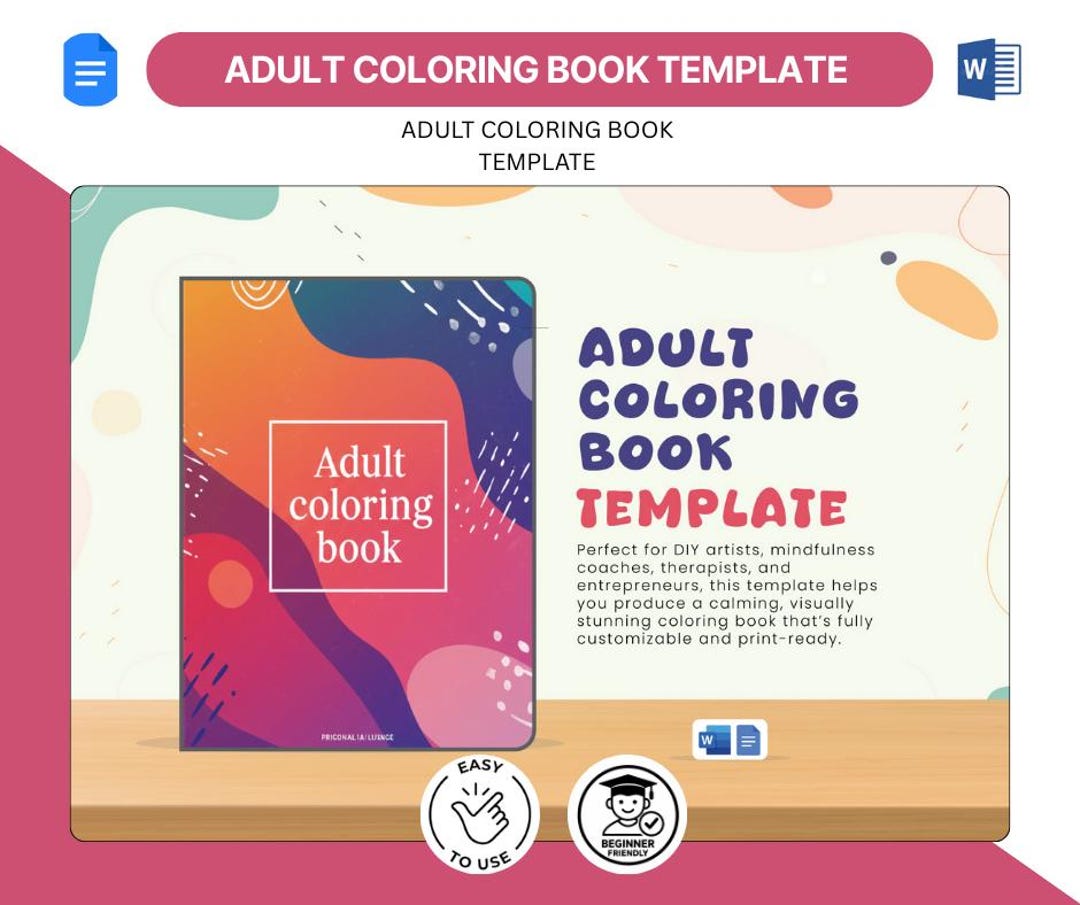 Adult Coloring Book Template | Printable, Editable DIY Pages (digital ...