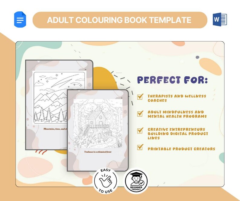 Adult Coloring Book Template | Printable, Editable DIY Pages (digital ...