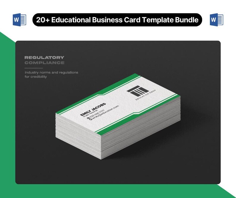 20+ Educational Business Card Templates for Teachers, School Admin ...