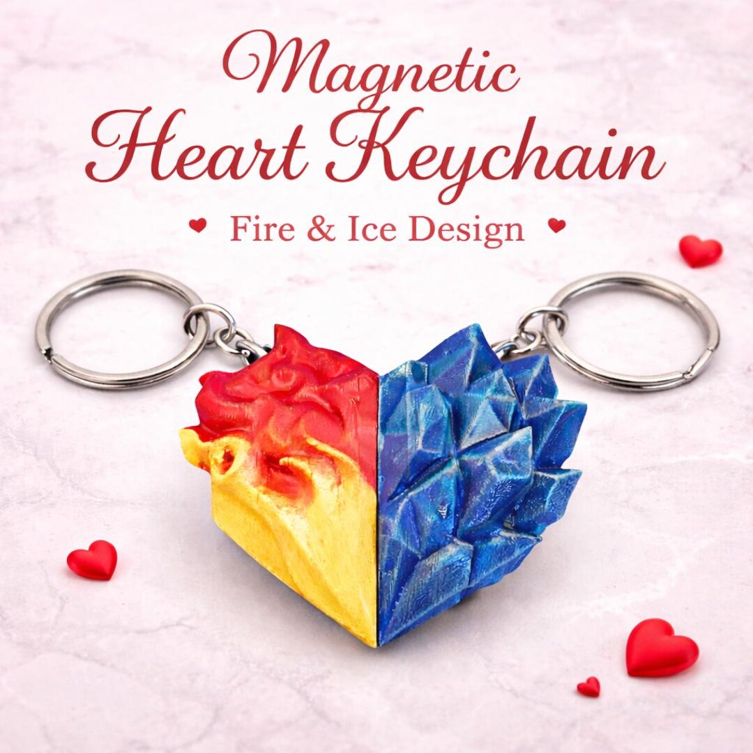 Magnetic Fire & Ice Heart Keychain Set – Premium Valentine Gift - Etsy