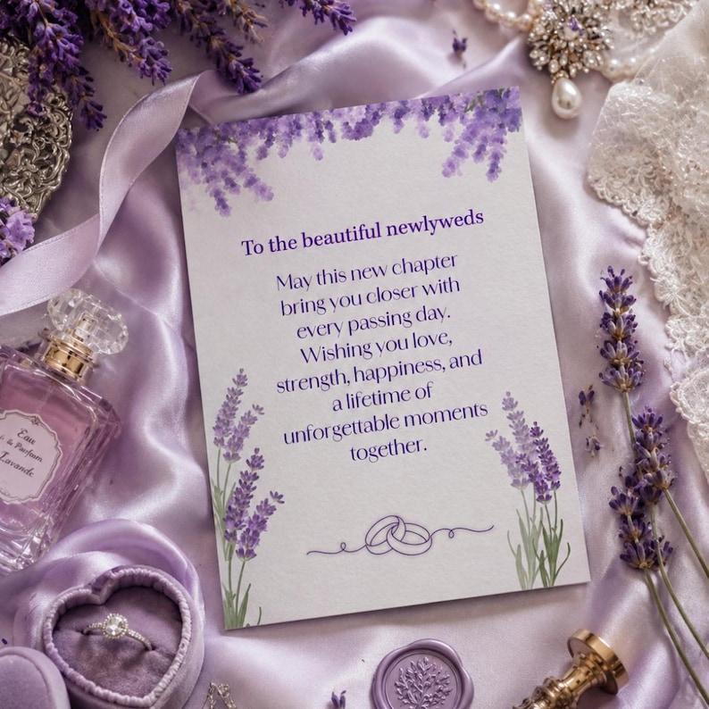 Lavender Wedding Congratulations Card Printable 5x7 Floral Greeting PDF ...