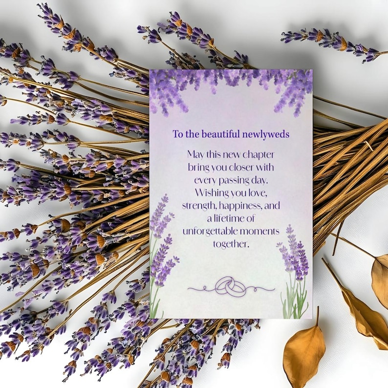 Lavender Wedding Congratulations Card Printable 5x7 Floral Greeting PDF ...