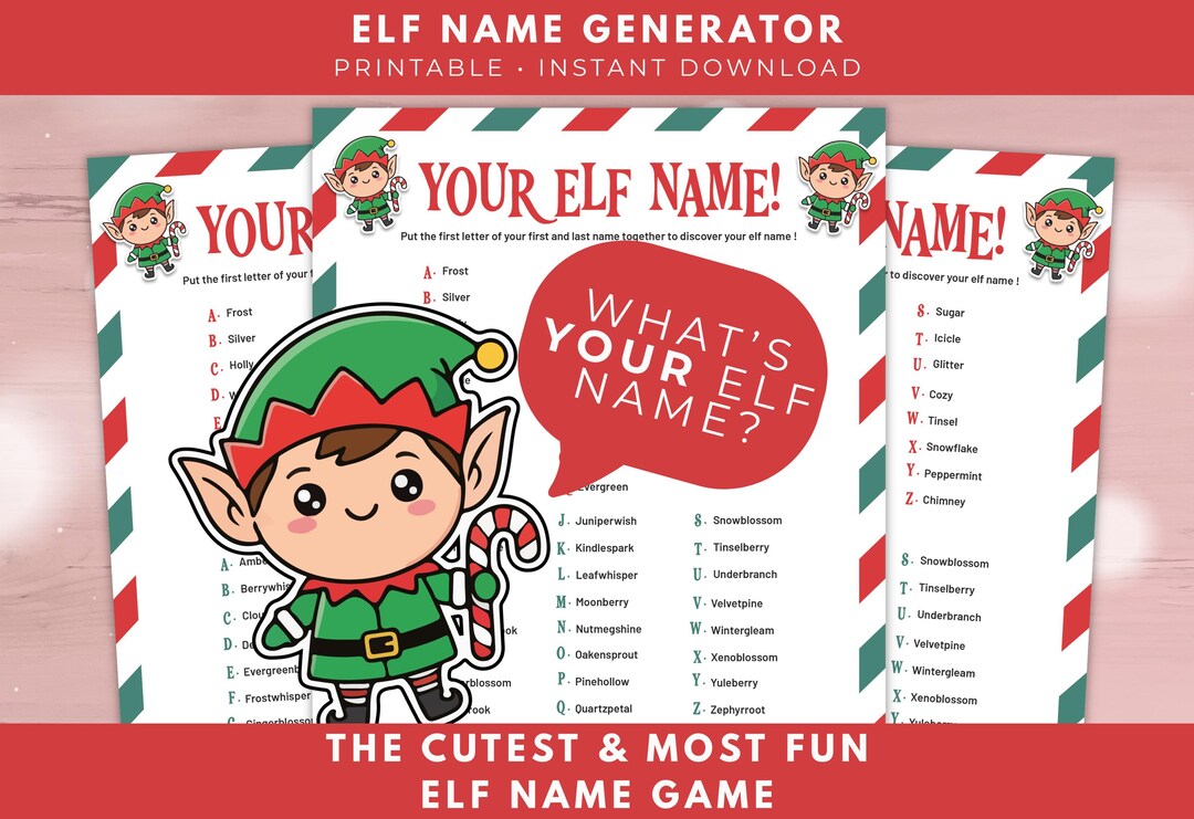 What's Your Elf Name Printable, Christmas Elf Name Game, Kids Elf Name ...