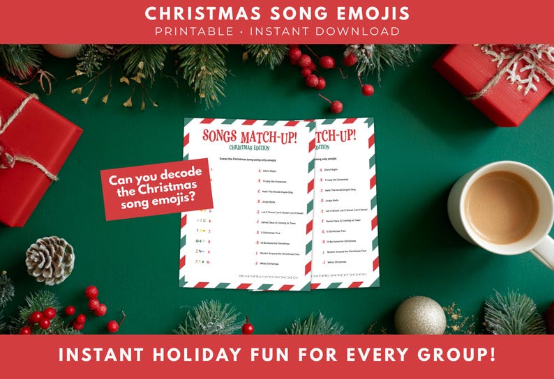 Emoji Christmas Song Game, Festive Quiz, Family Xmas Game, Holiday ...
