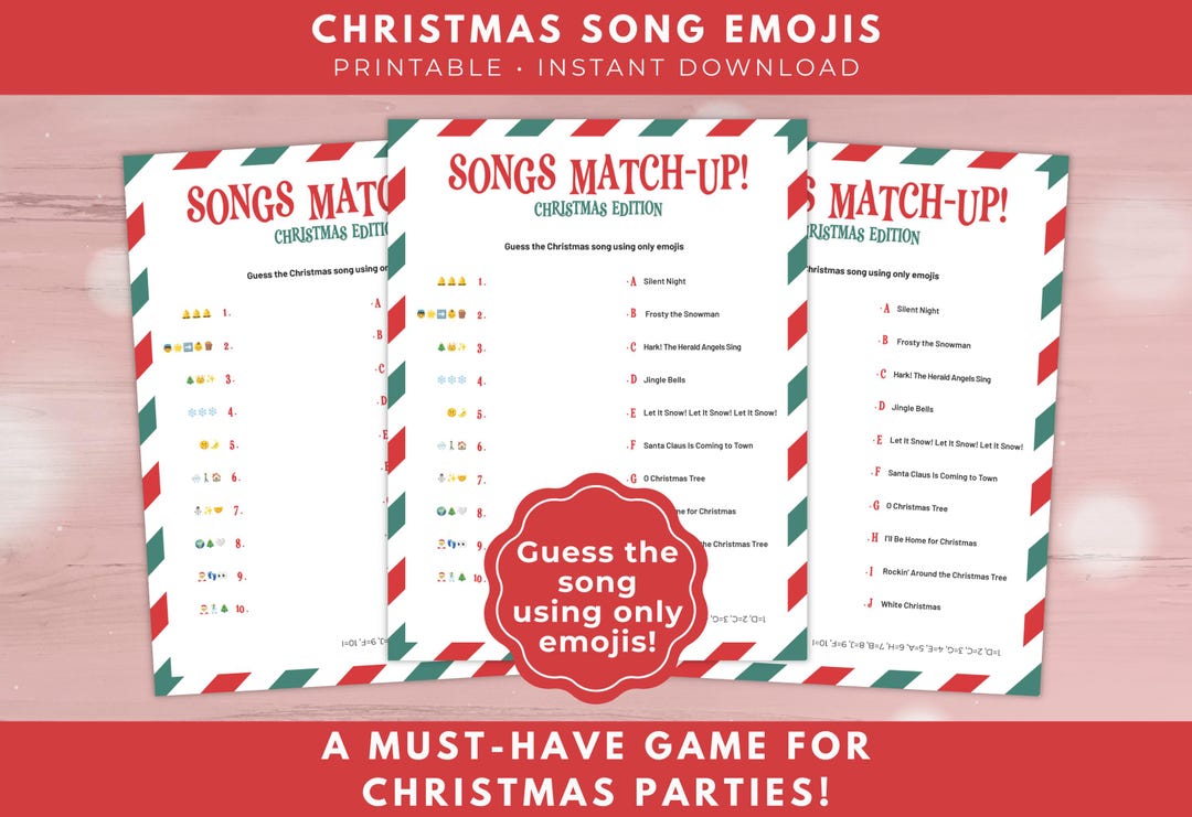 Emoji Christmas Song Game, Festive Quiz, Family Xmas Game, Holiday ...