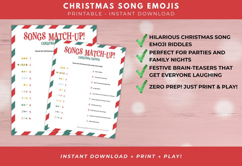Emoji Christmas Song Game, Festive Quiz, Family Xmas Game, Holiday ...