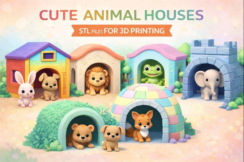 Cute Animal STL Bundle – Cozy Miniature Village – 3D Printable Diorama ...