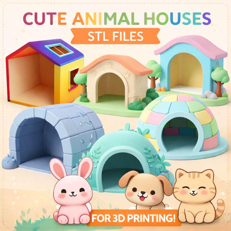 Cute Animal STL Bundle – Cozy Miniature Village – 3D Printable Diorama ...