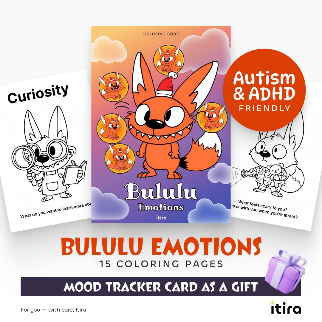 Autism & ADHD Emotions Coloring Book for Kids + FREE Mood Tracker Card ...