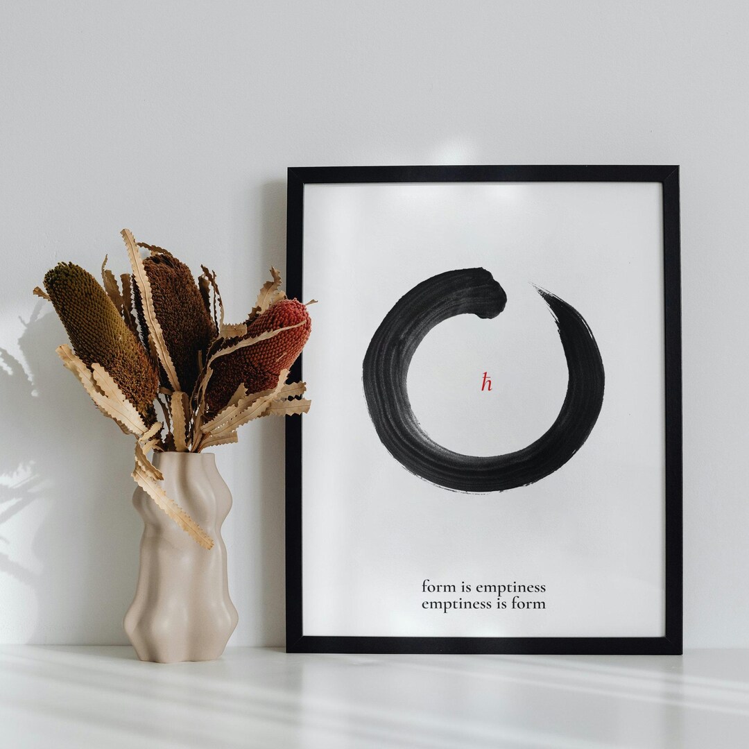 Zen Enso Circle Wall Art Quantum Physics Heart Sutra Black Red ...