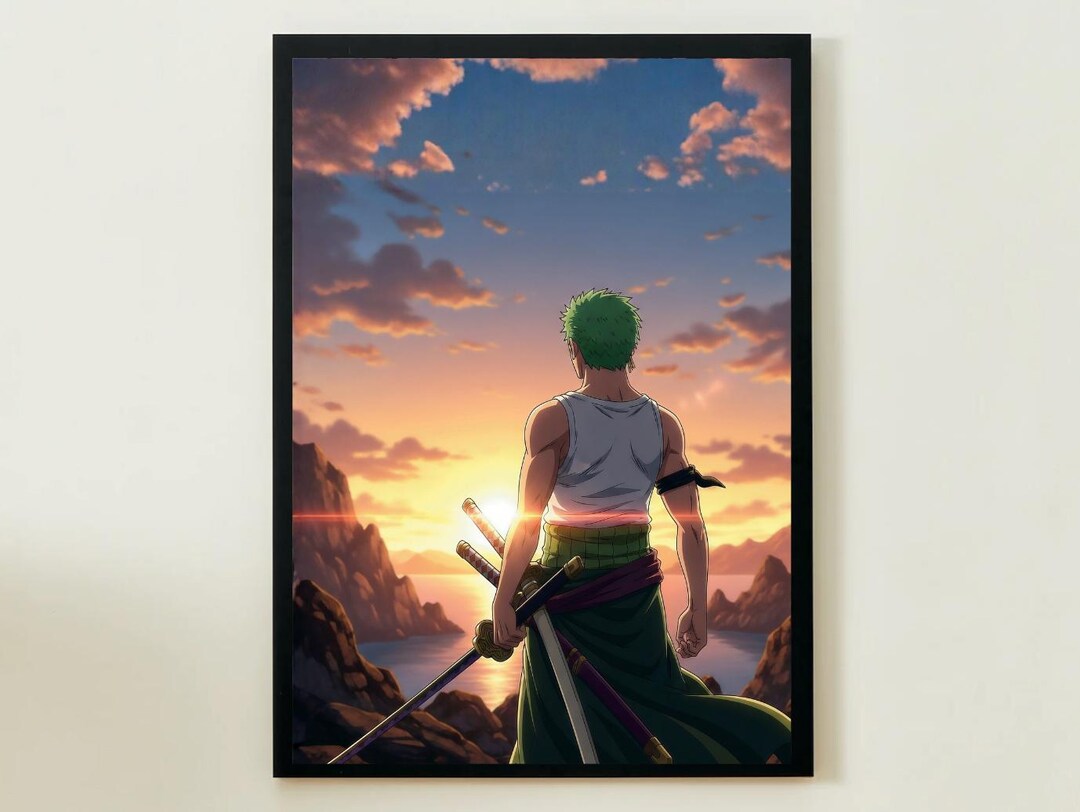 Roronoa Zoro Sunset Poster • Anime Wall Art Digital Download • One ...