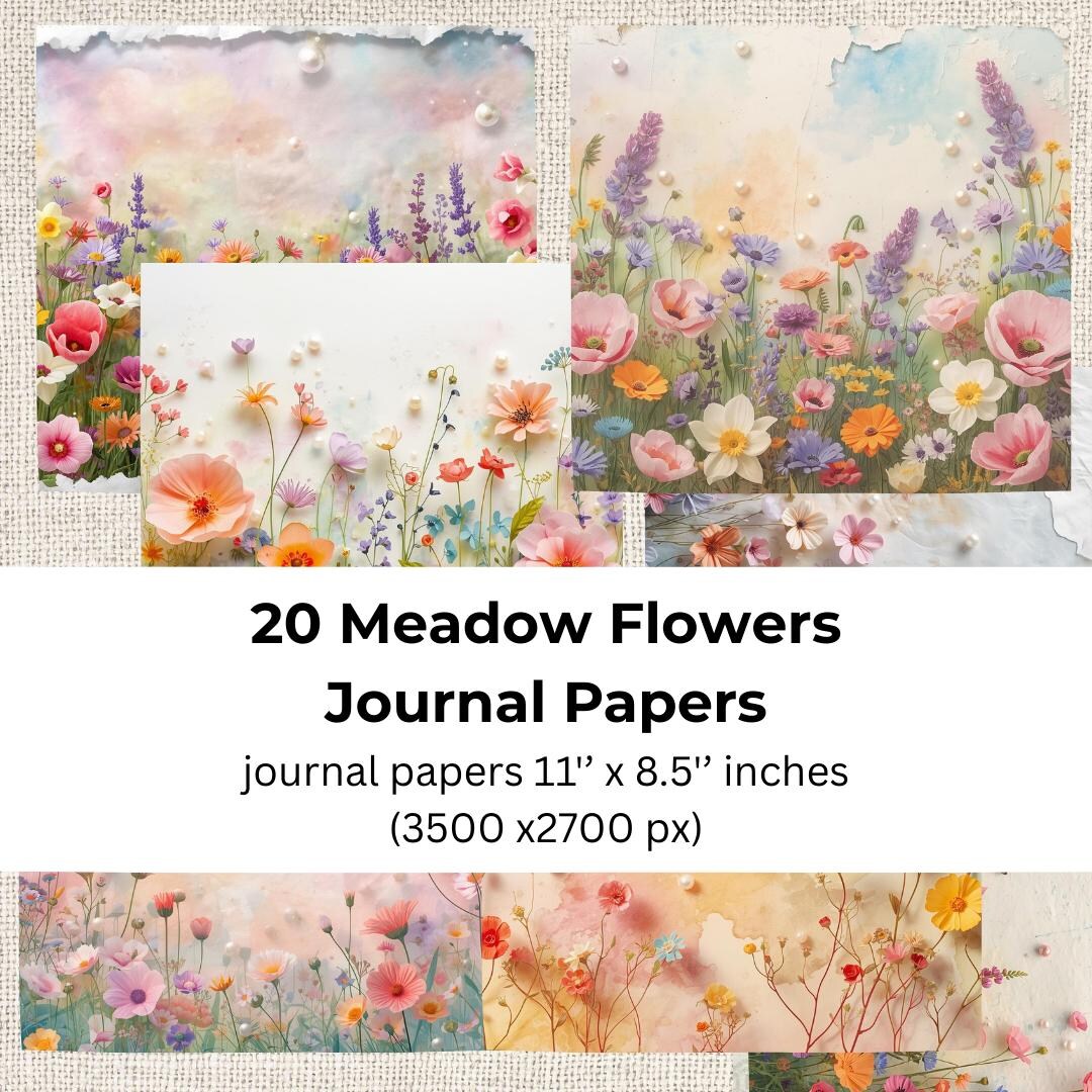Wildflower Meadow Printable Papers | Vintage Romantic Journal Kit ...