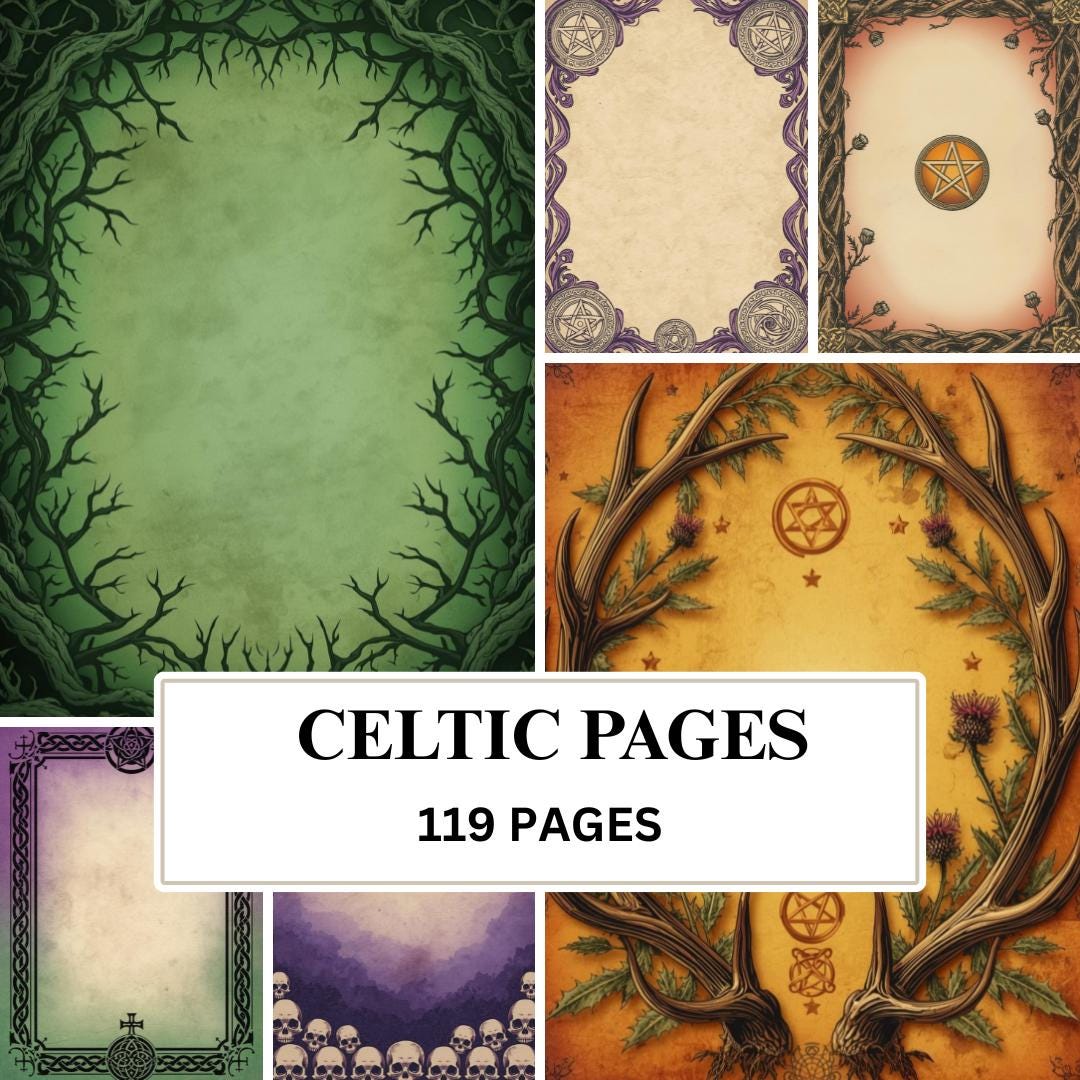 Celtic Digital Paper, Witch Journal Pages, Wicca Grimoire Paper ...