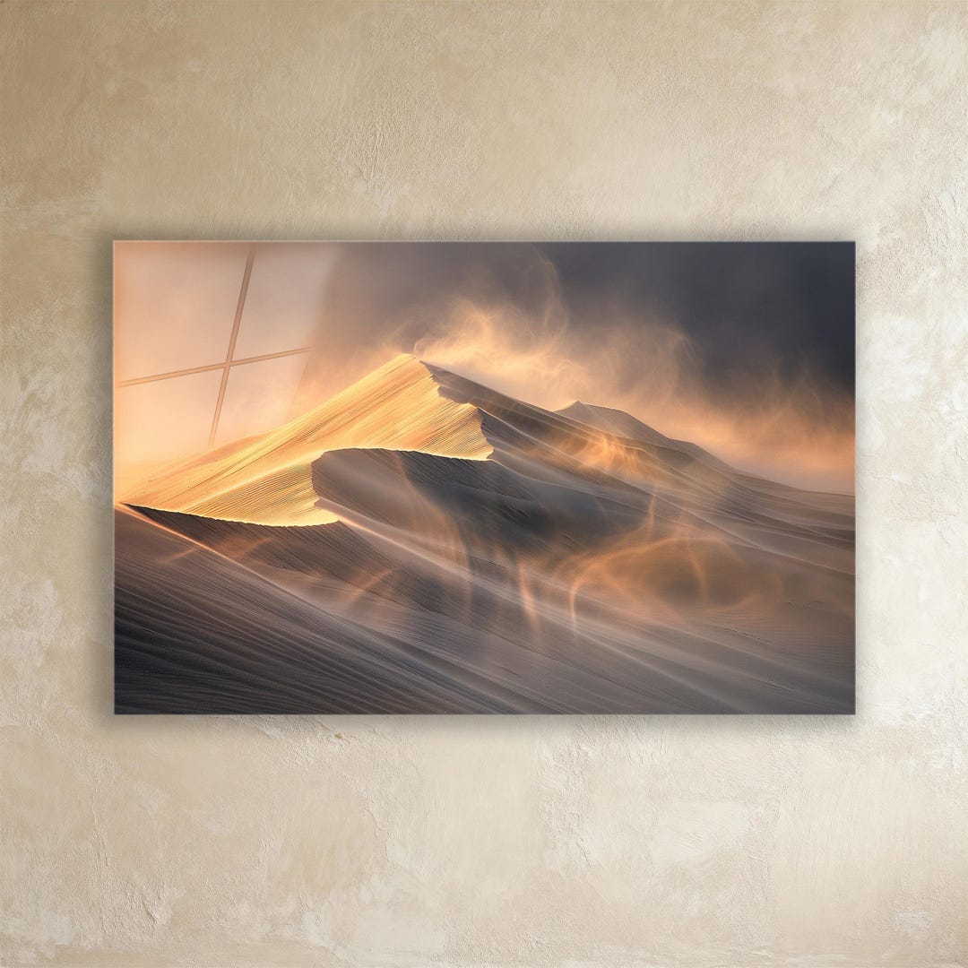 Desert Landscape Wall Art: Abstract Earthy Tones Glass Print 3D ...