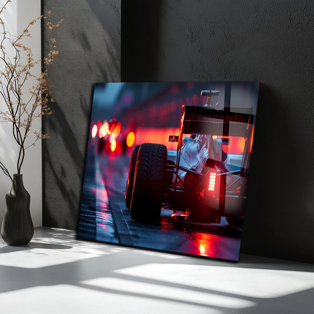 F1 Racing Wall Art: Formula 1 Car Glass Print, Automotive Man Cave ...