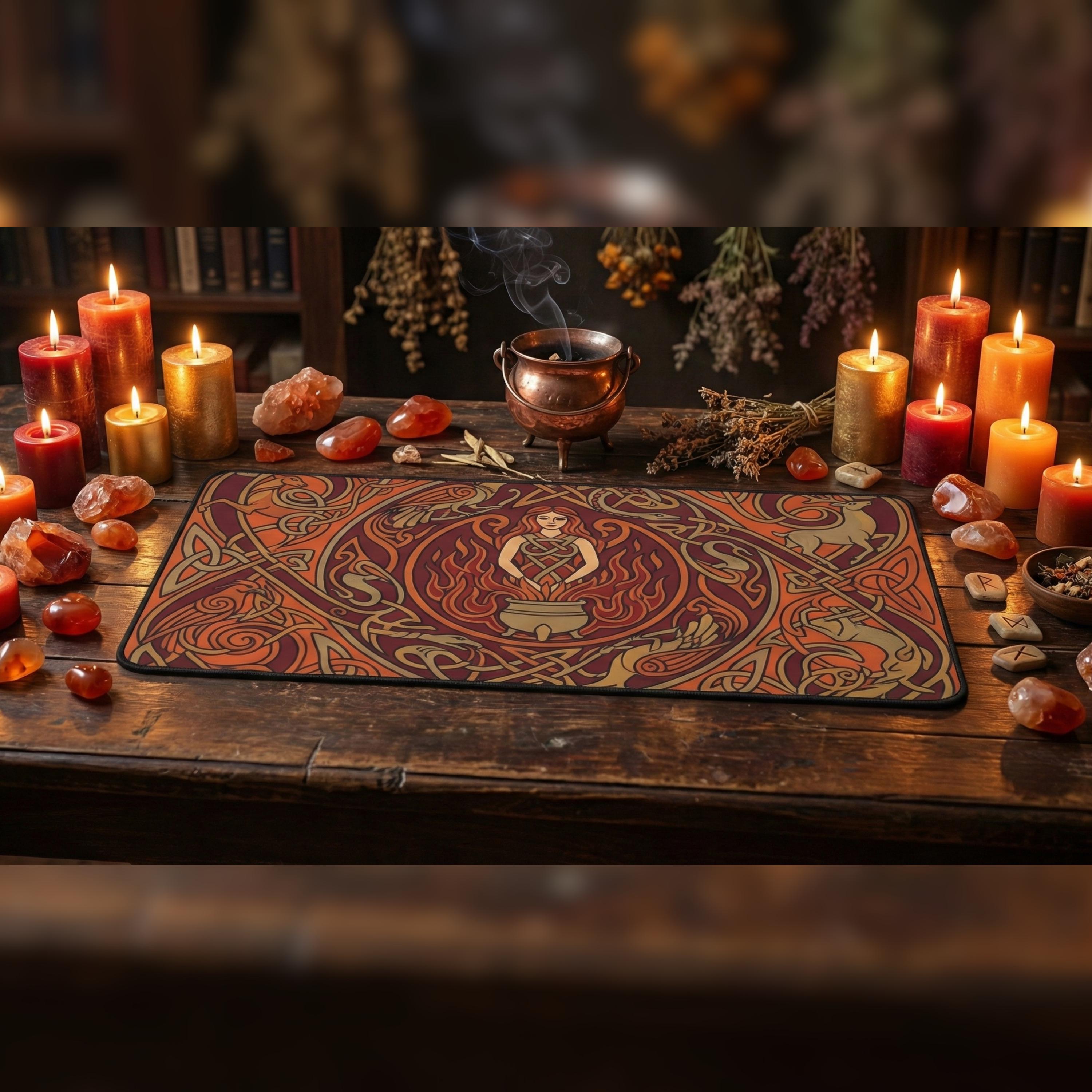 Celtic Goddess Desk Mat, Fiery Orange Tapestry Art, Pagan Wiccan Decor ...