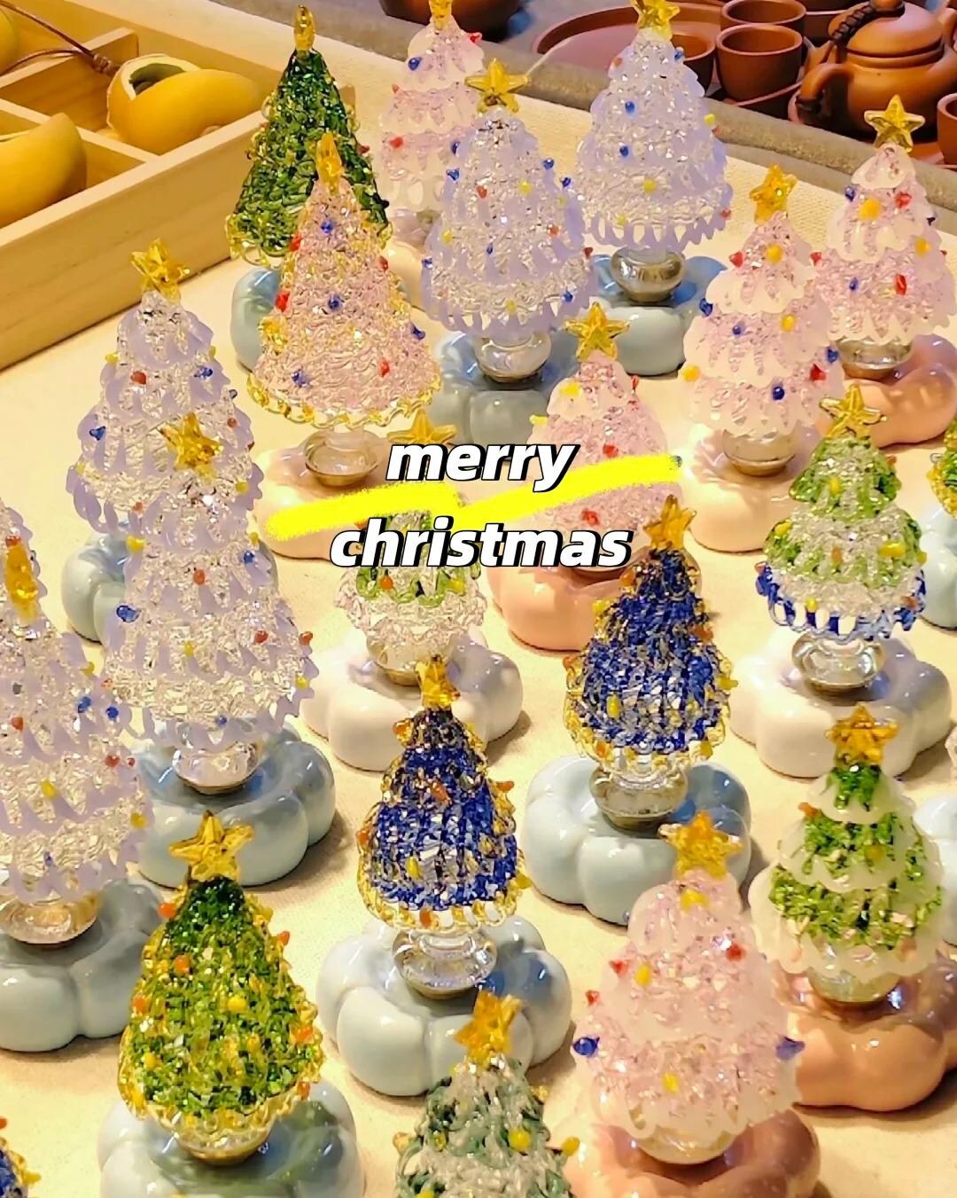 Handmade Stained Glass Rotating Christmas Tree, Spinning Holiday Decor ...