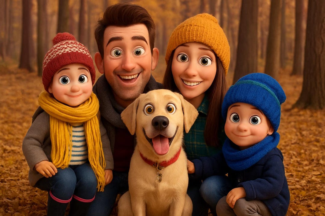 Custom Pixar-style Portrait | Family, Couple, Pet Illustration (digital ...