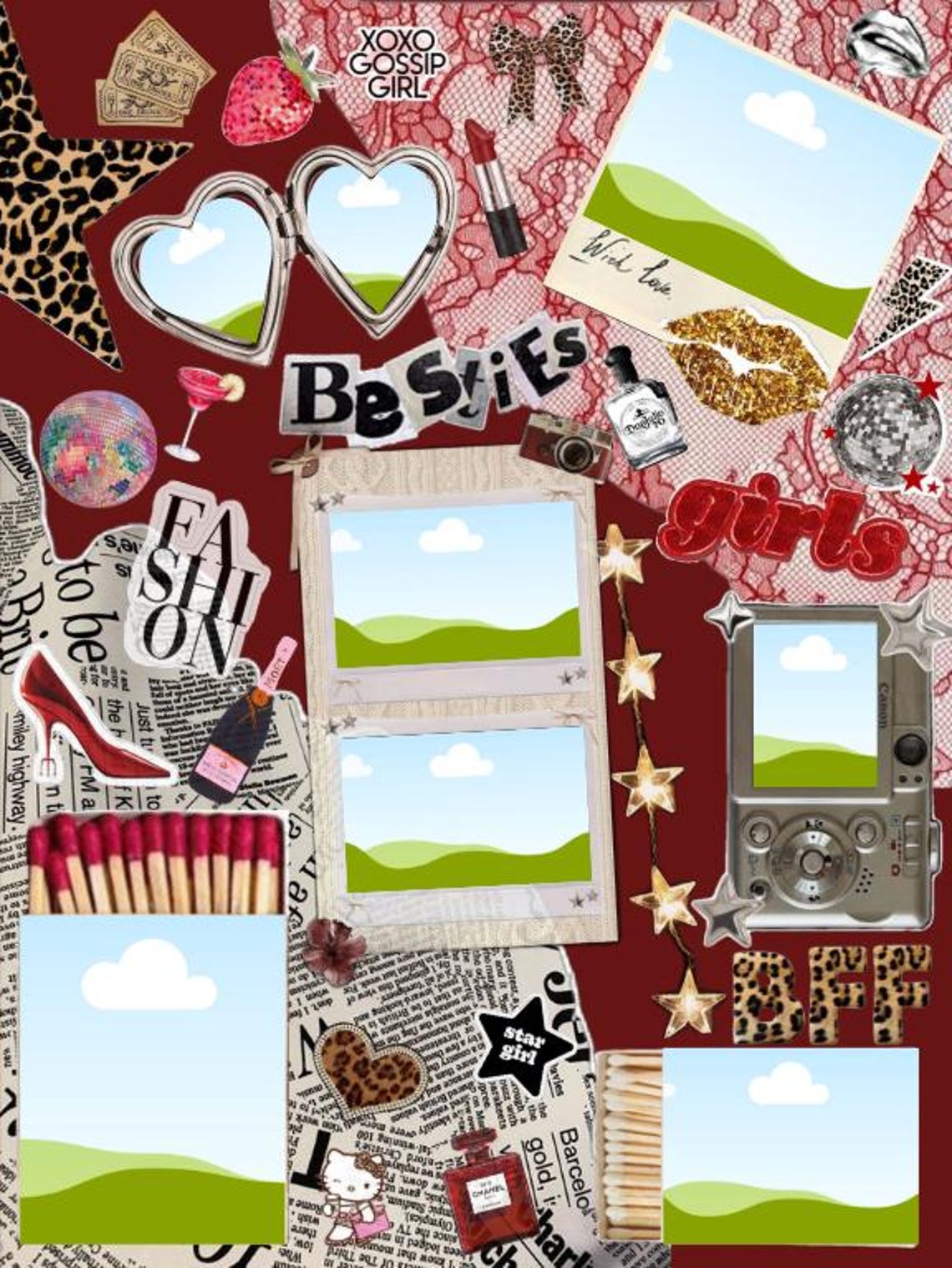 Best Friend Matchbook Collage Poster, Editable Canva Template ...