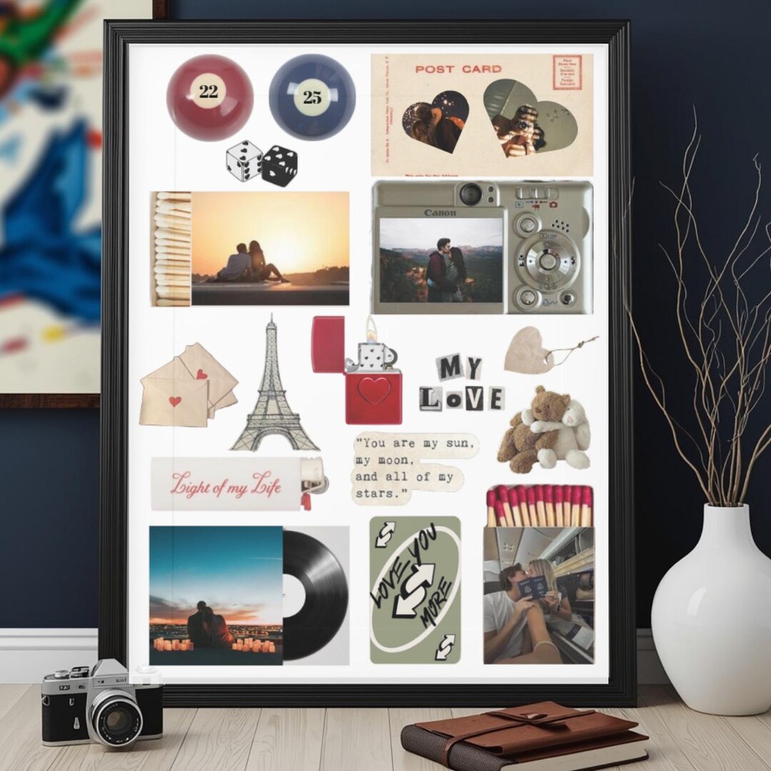 Printable Retro Matchbox Collage Poster, Editable Canva Template ...