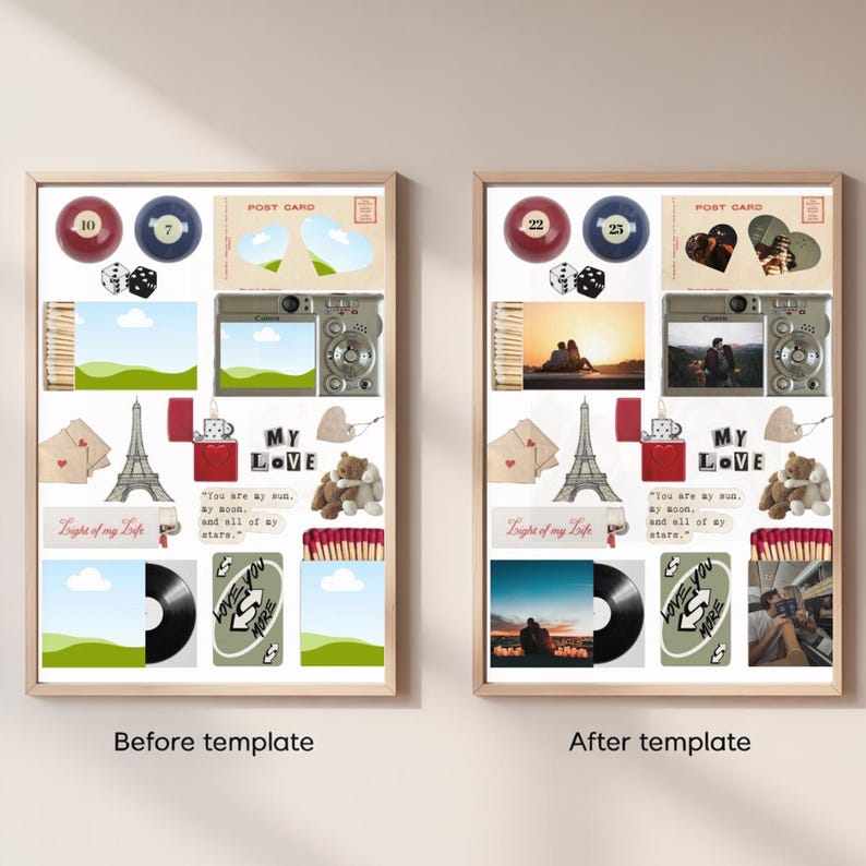 Printable Retro Matchbox Collage Poster, Editable Canva Template ...