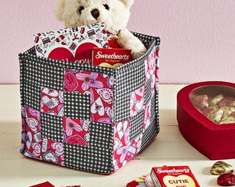 Valentine Fabric Gift Box Sewing Pattern PDF, DIY Love Basket ...