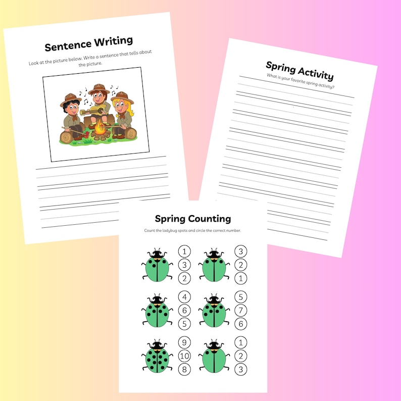 Kindergarten Spring Workbook, Spring Workbook, Kindergarten Spring ...