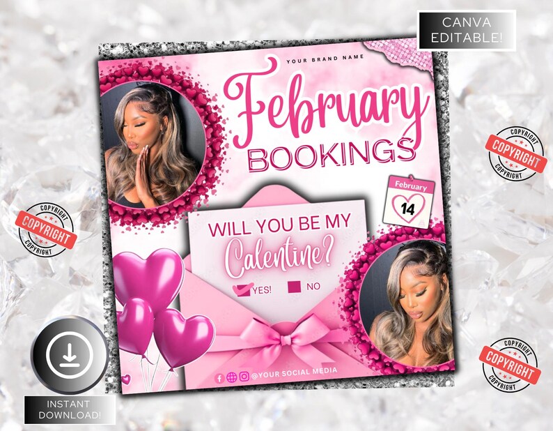 Will You Be My Client, February Booking Flyer, Valentine's Day Flyer ...