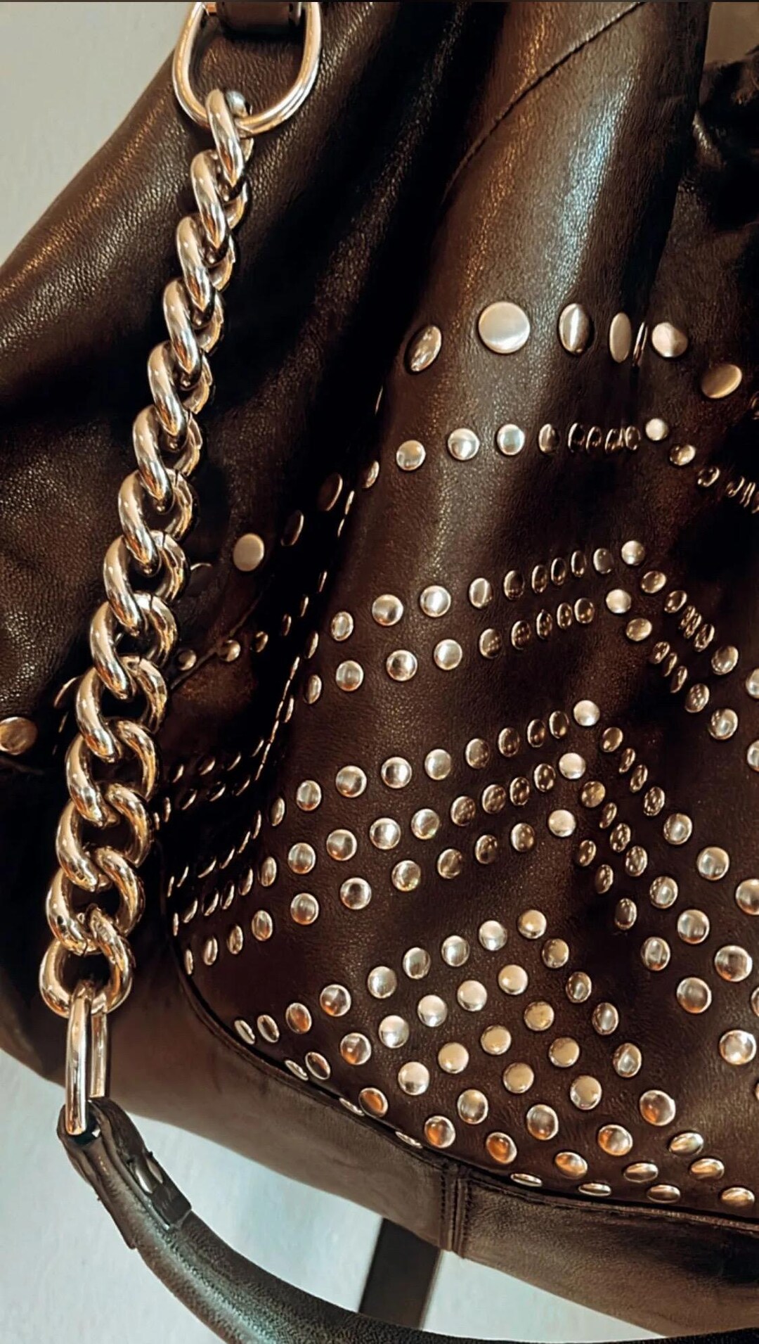 Junior Drake Studded Black Leather Shoulder Bag - Etsy