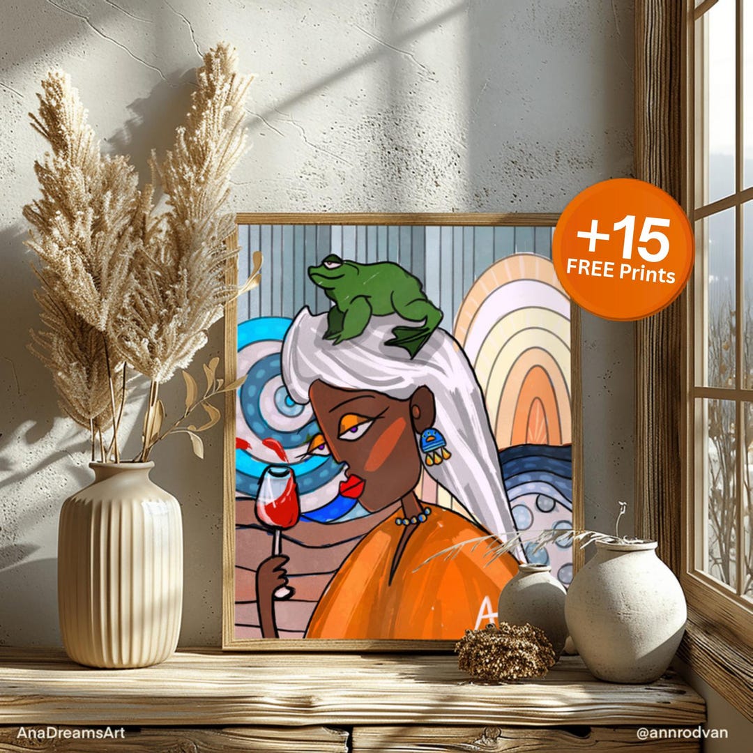 Abstract Cubist Face Portrait Print. Wall Art. Vibrant Animal Painting ...