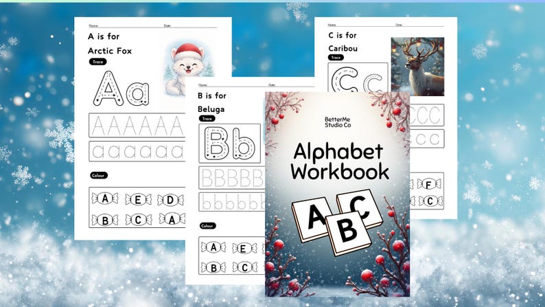 Cute Christmas Animal Alphabet Printable A-Z | Letter Tracing ...