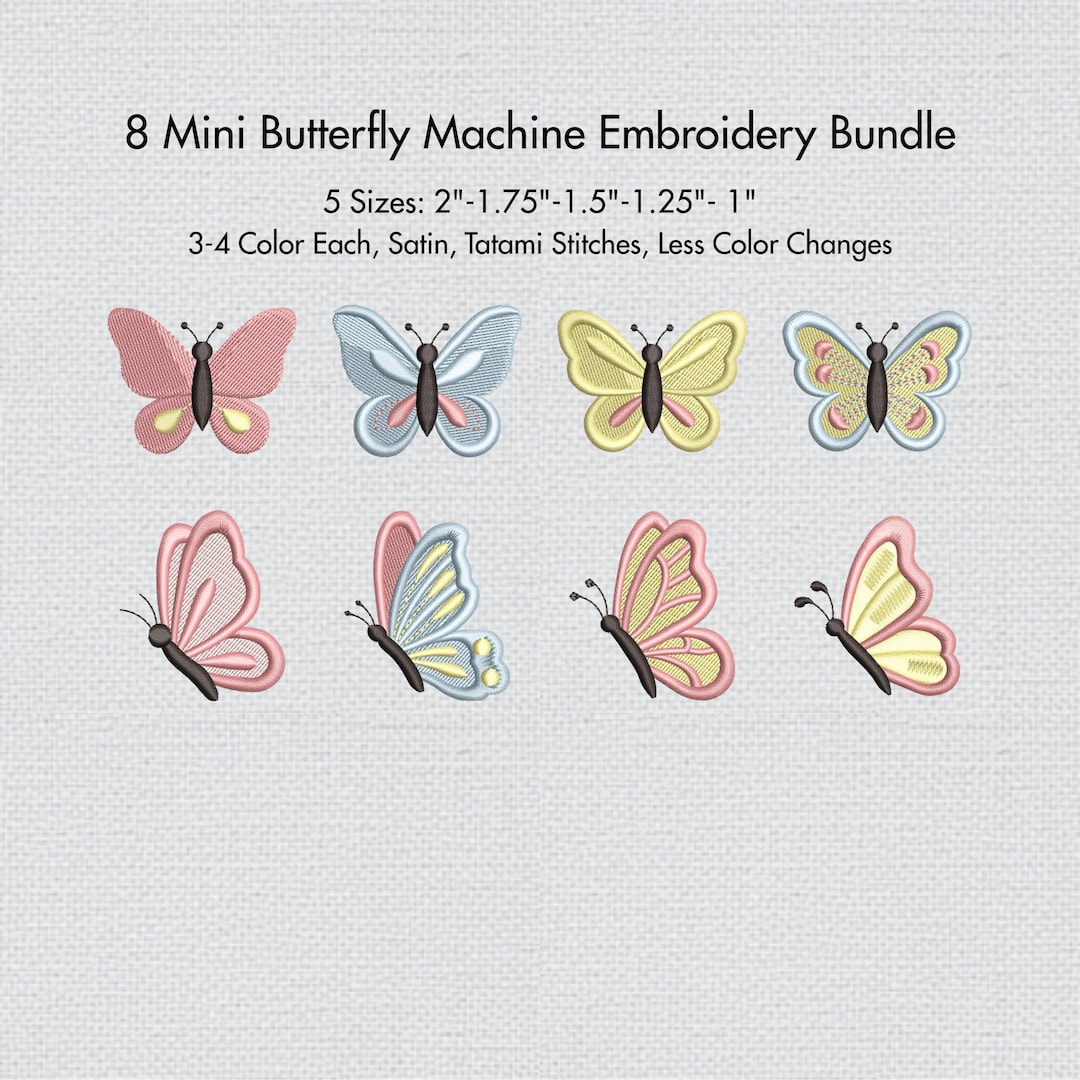 Mini Butterfly Embroidery Design Bundle 8 Small Butterflies Machine ...