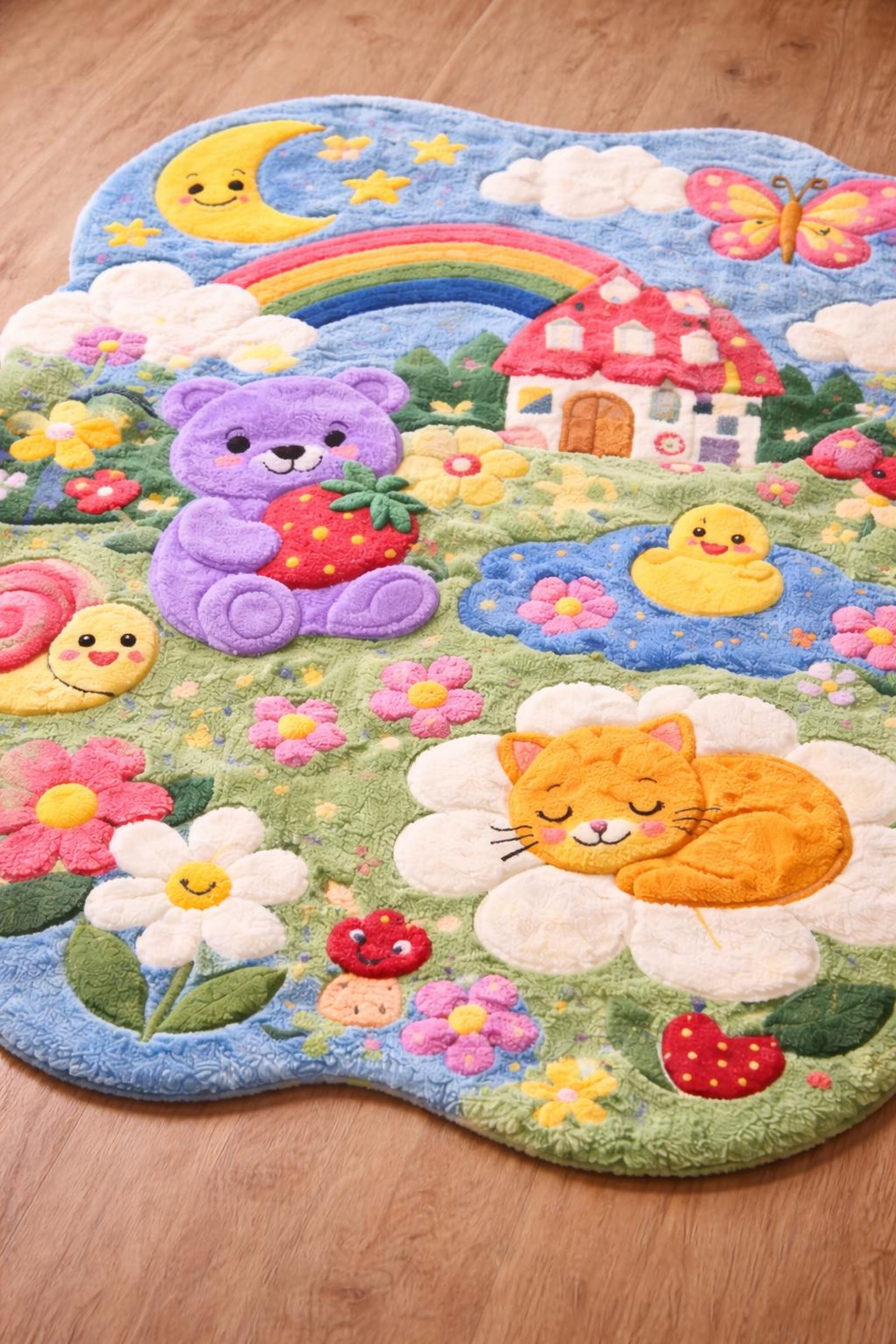 Handmade Tufted Nursery Rug | Pastel Animal Playroom Carpet - Etsy