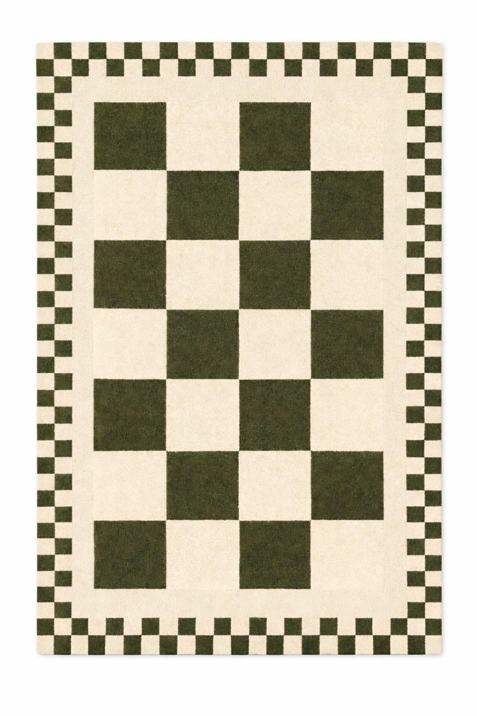 Green Ivory Checkered Area Rug, Modern Checkerboard Carpet - Etsy
