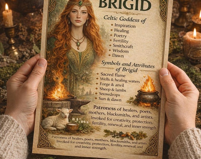 Brigid Celtic Goddess Printable, Pagan Wall Art, Imbolc Decor ...