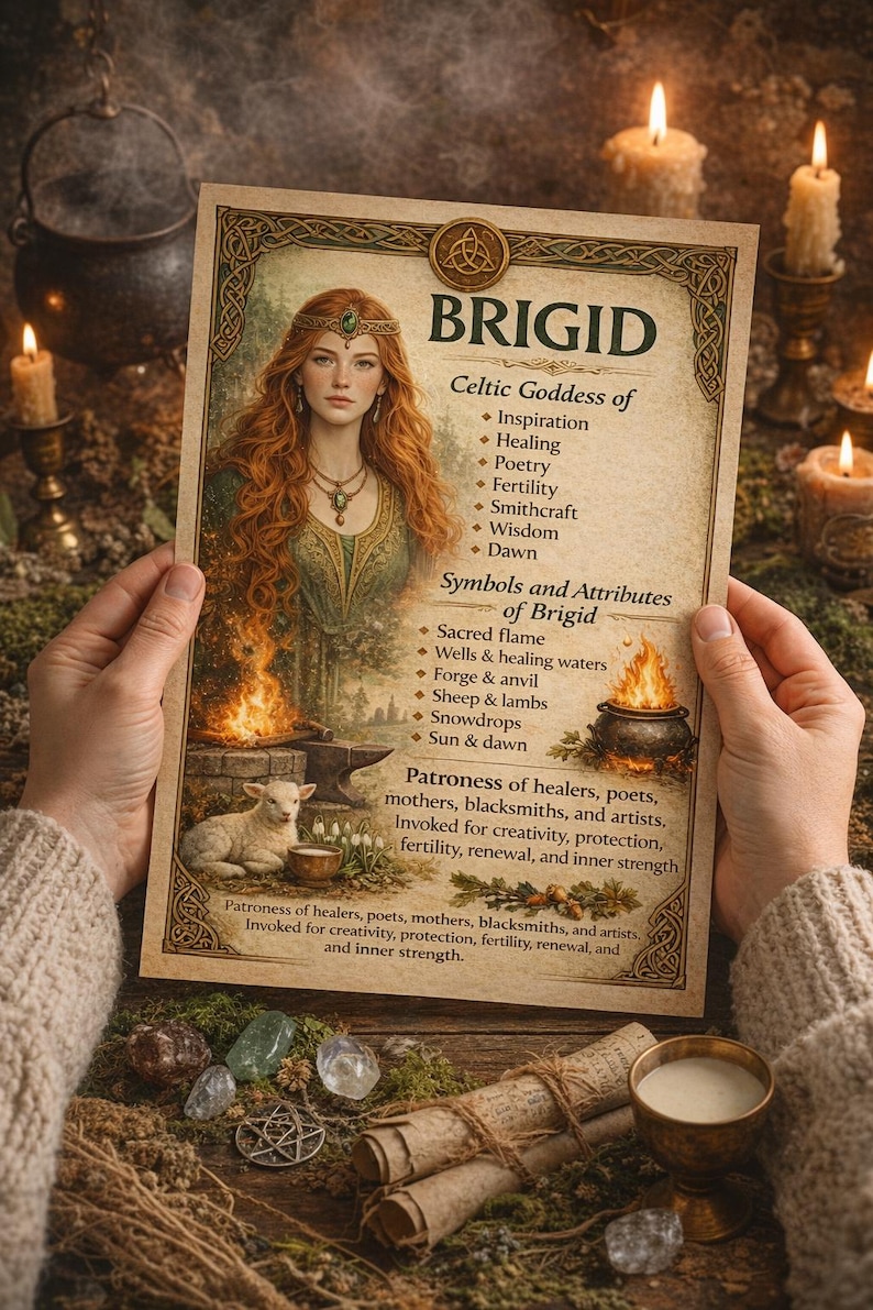 Brigid Celtic Goddess Printable, Pagan Wall Art, Imbolc Decor ...