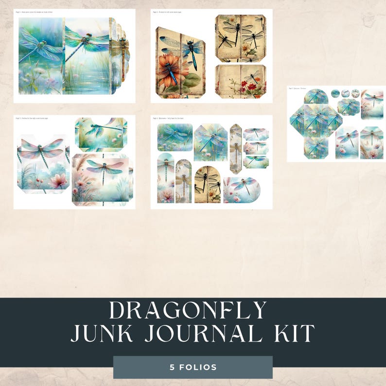 Dragonfly Junk Journal Kit Printable – Botanical Ephemera, Cottagecore ...