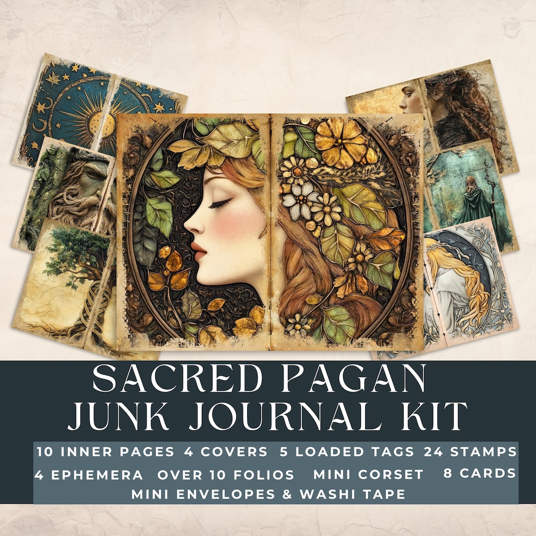 Sacred Pagan Junk Journal Kit, Wiccan Ephemera Supplies, Witchy Folios ...