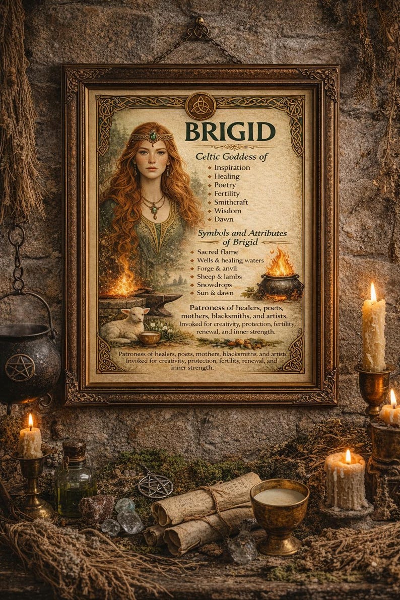 Brigid Celtic Goddess Printable, Pagan Wall Art, Imbolc Decor ...